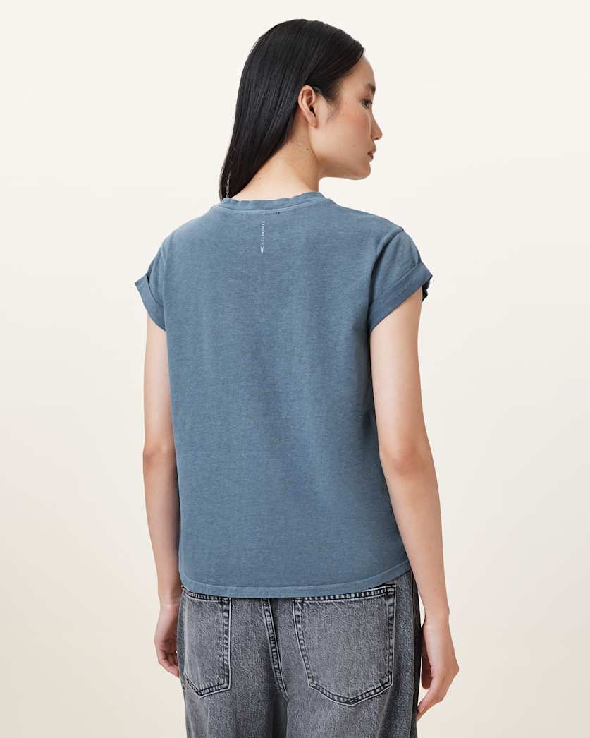 Anna Crew Neck Short Sleeve T-Shirt FLINT STONE BLUE | ALLSAINTS US